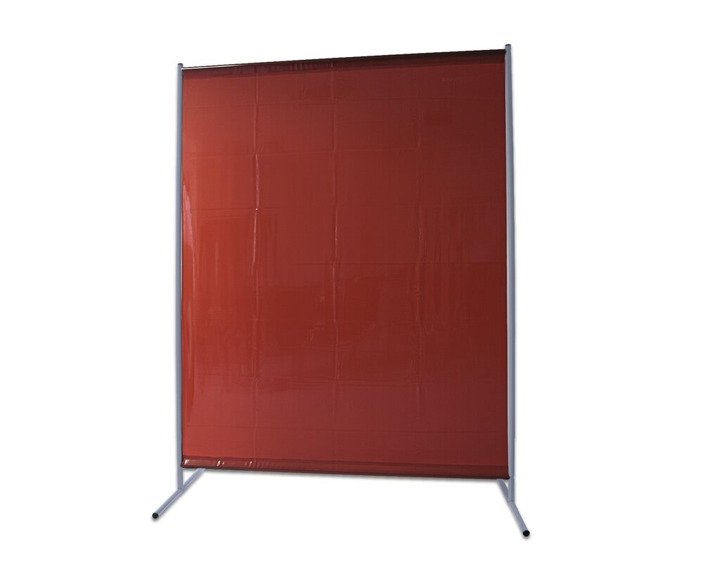 1-panel mobile protective screen with welding curtain, red