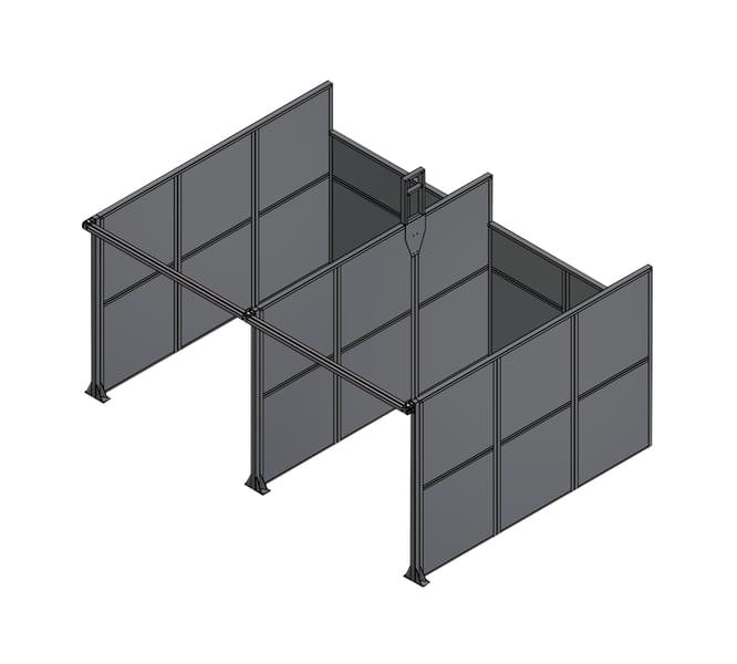 Welding booths from modular partition wall systems and noise control